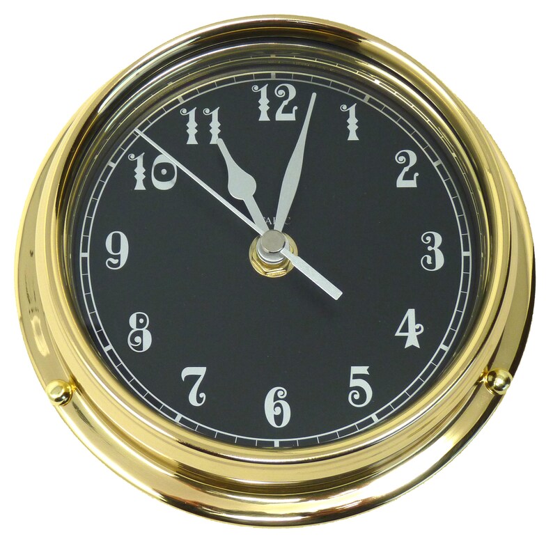 Tabic Prestige Arabic Clock in Solid Brass With Jet Black Dial. Heavy ...
