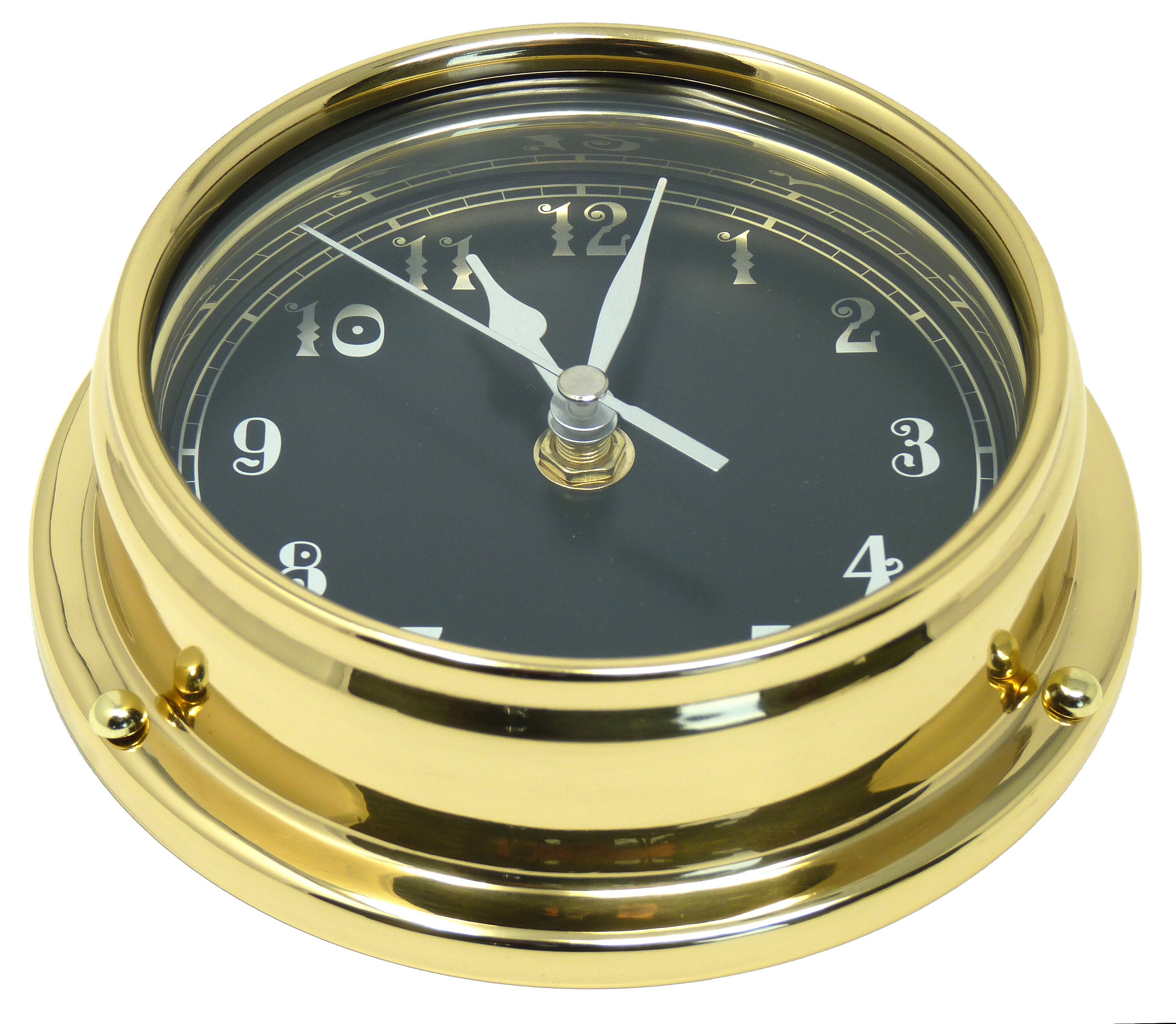 Tabic Prestige Arabic Clock in Solid Brass With Jet Black Dial. Heavy ...