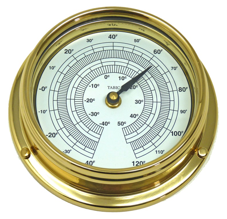 Tabic Classic Brass Thermometer, Heavy Lacquered Brass 1/2kg, Handmade ...