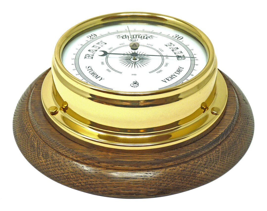 Tabic Traditional Solid Brass Barometer and Solid English Oak Mount ...