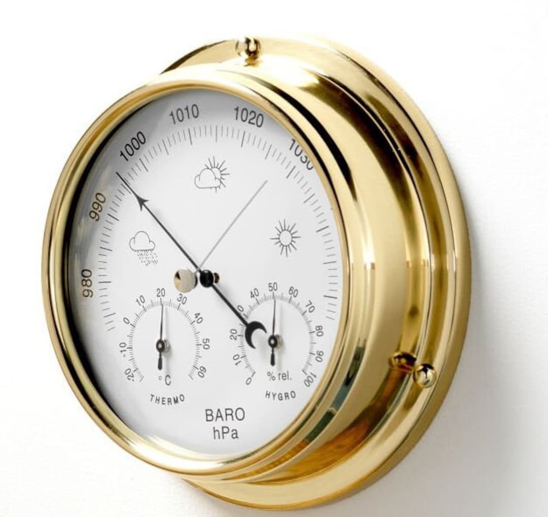 Tabic Solid Brass Barometer With Built in Hygrometer and Thermometer ...