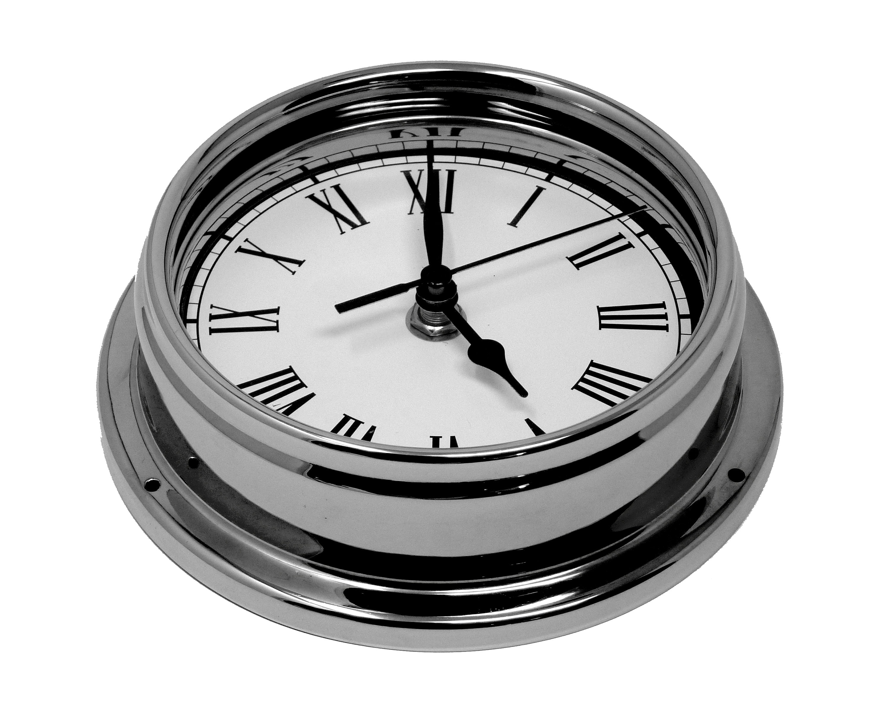 Tabic Roman Numeral Clock, Chrome Plated Brass Roman Clock, Heavy Brass ...