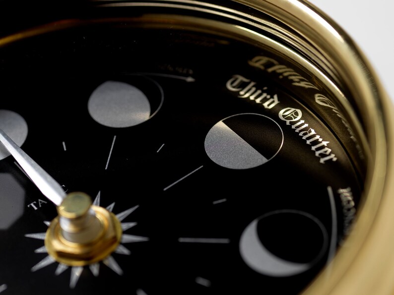 Handmade Prestige Moon Phase Clock in Solid Brass With A Jet Black Dial ...