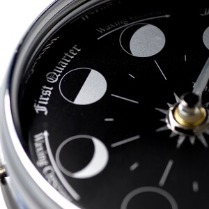 Handmade Prestige Moon Phase Clock in Chrome on an English Oak Mantel ...