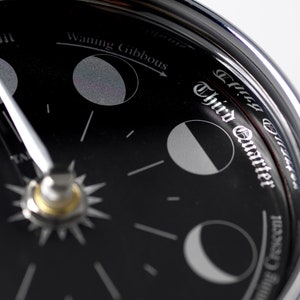 Handmade Prestige Moon Phase Clock in Chrome on an English Oak Mantel ...