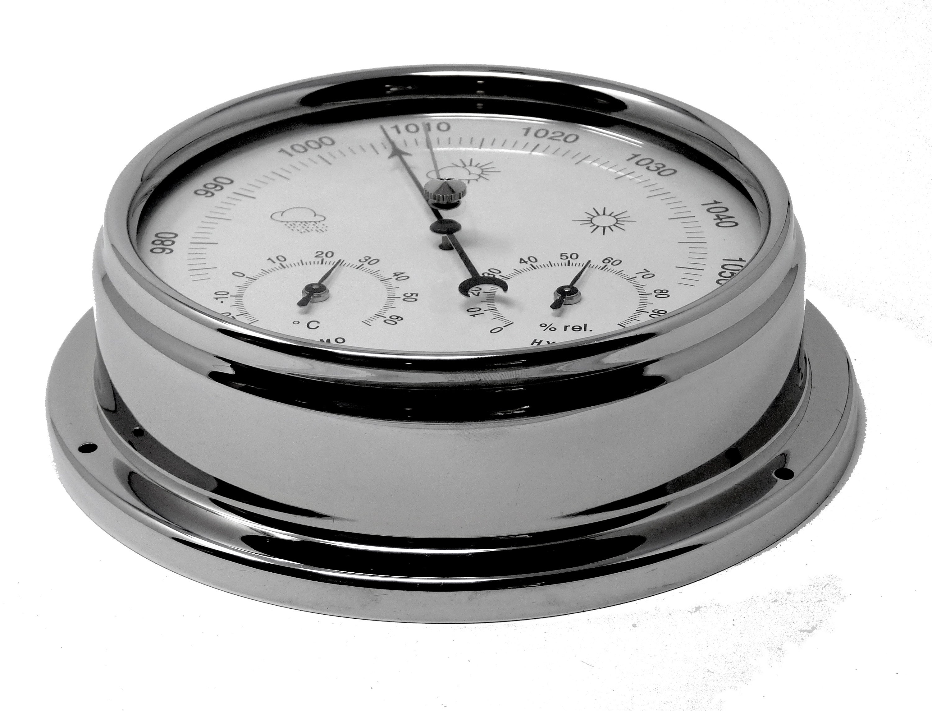 Tabic Chrome Barometer With Built in Hygrometer and Thermometer, Heavy ...