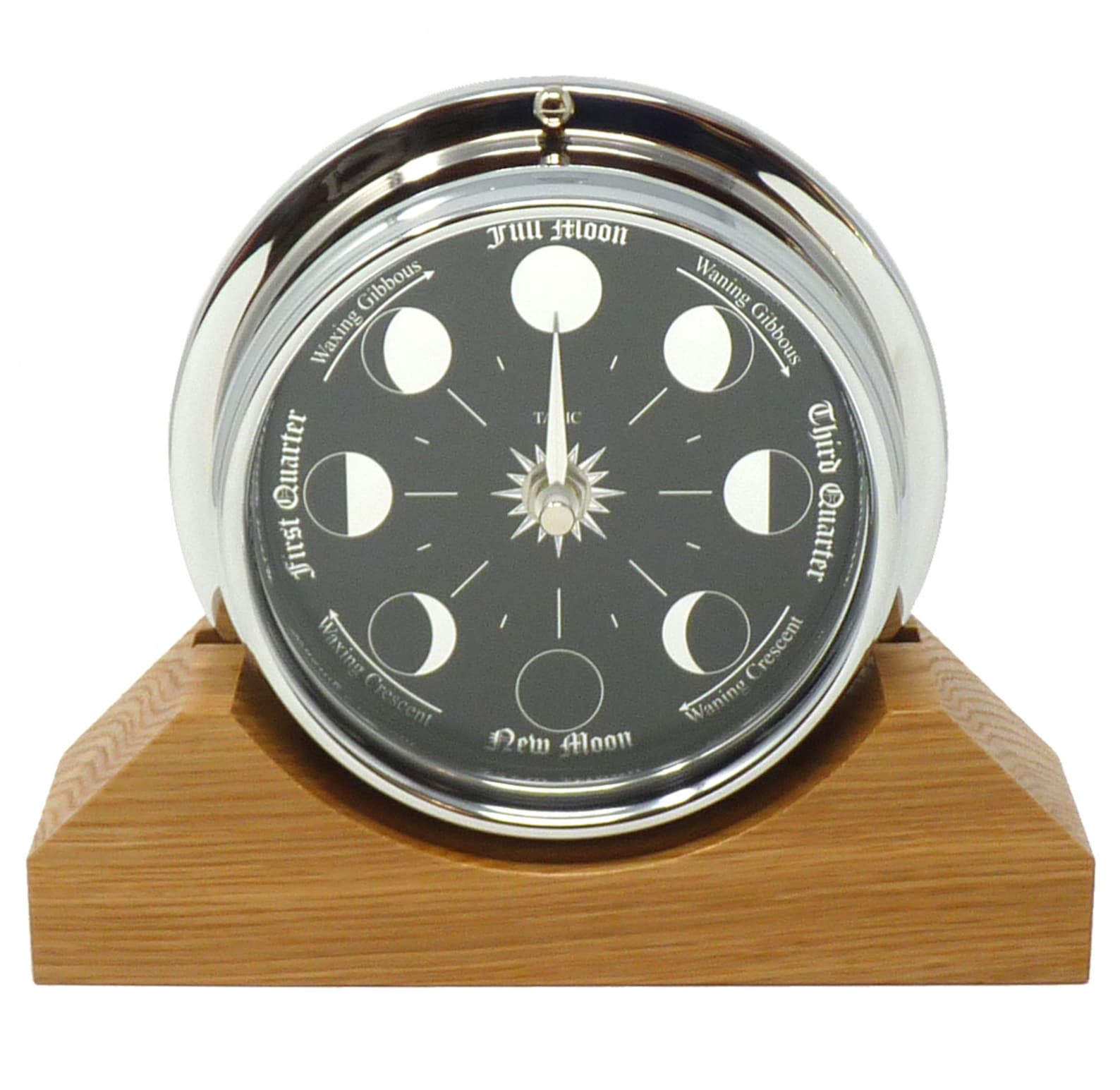 Handmade Prestige Moon Phase Clock in Chrome on an English Oak - Etsy