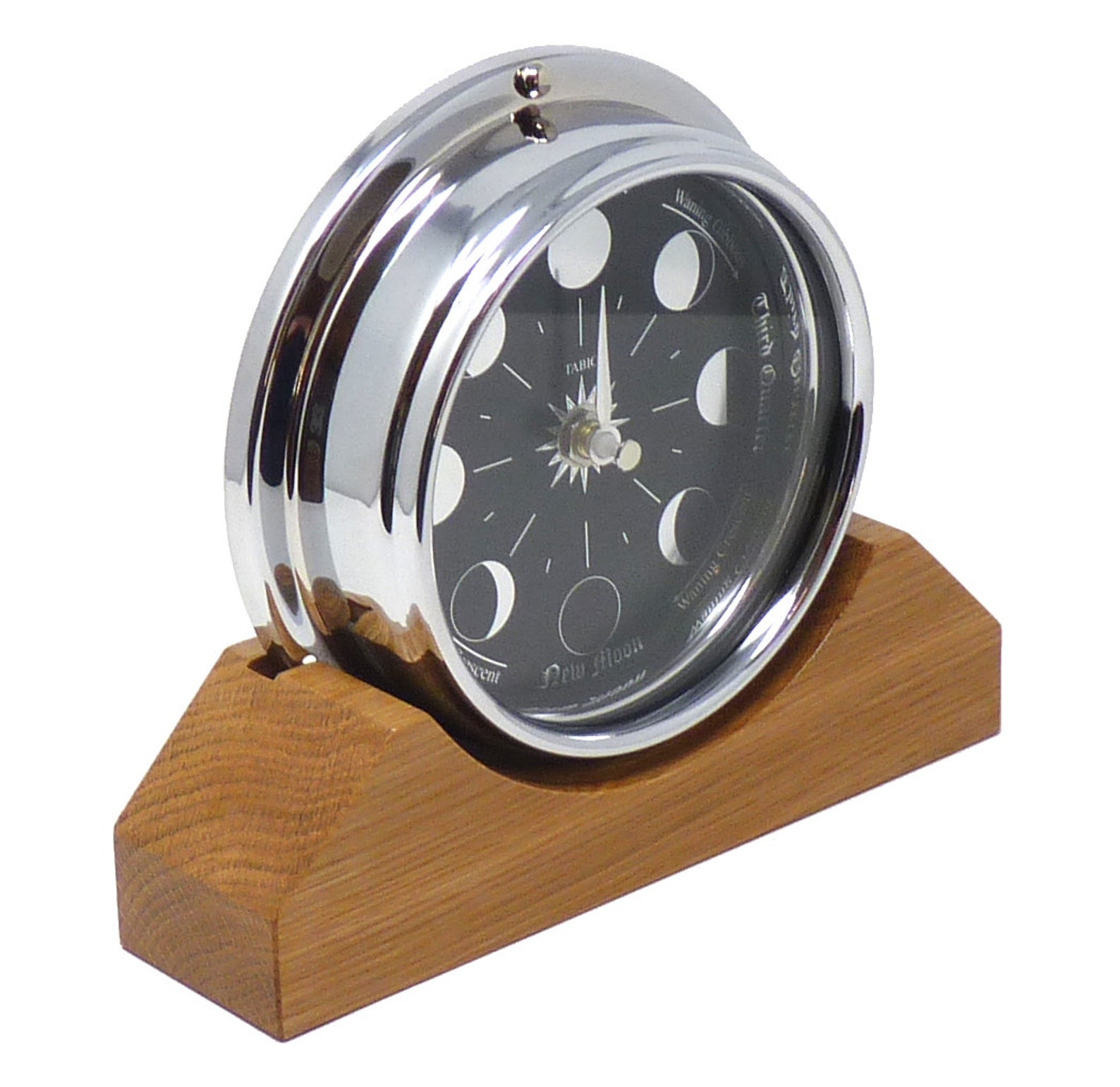 Handmade Prestige Moon Phase Clock in Chrome on an English Oak - Etsy