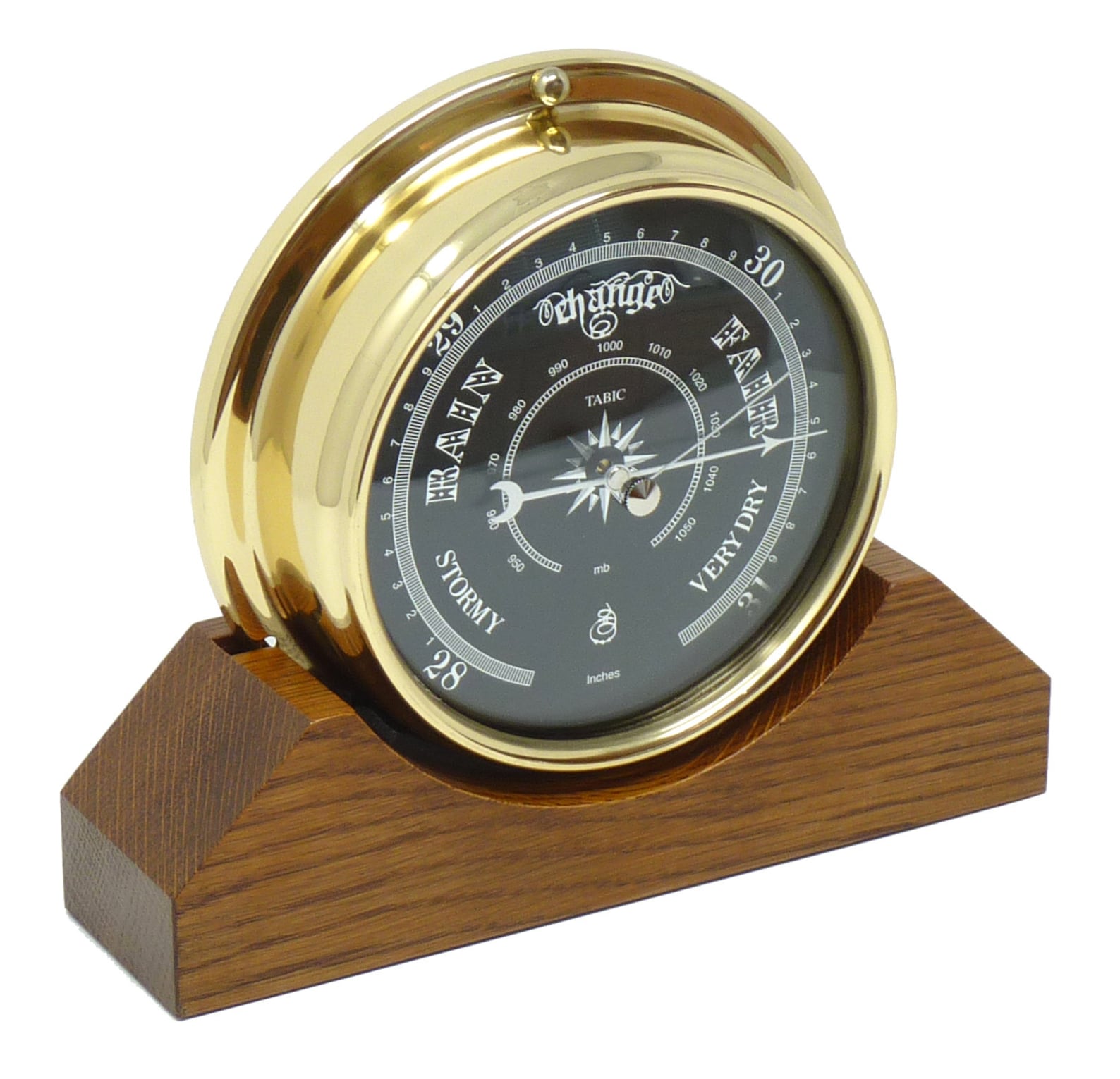 Handmade Prestige Barometer With Jet Black Dial Mounted on an English ...