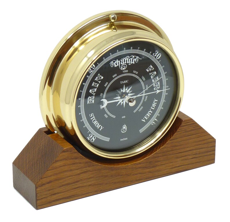 Handmade Prestige Barometer With Jet Black Dial Mounted on an English ...