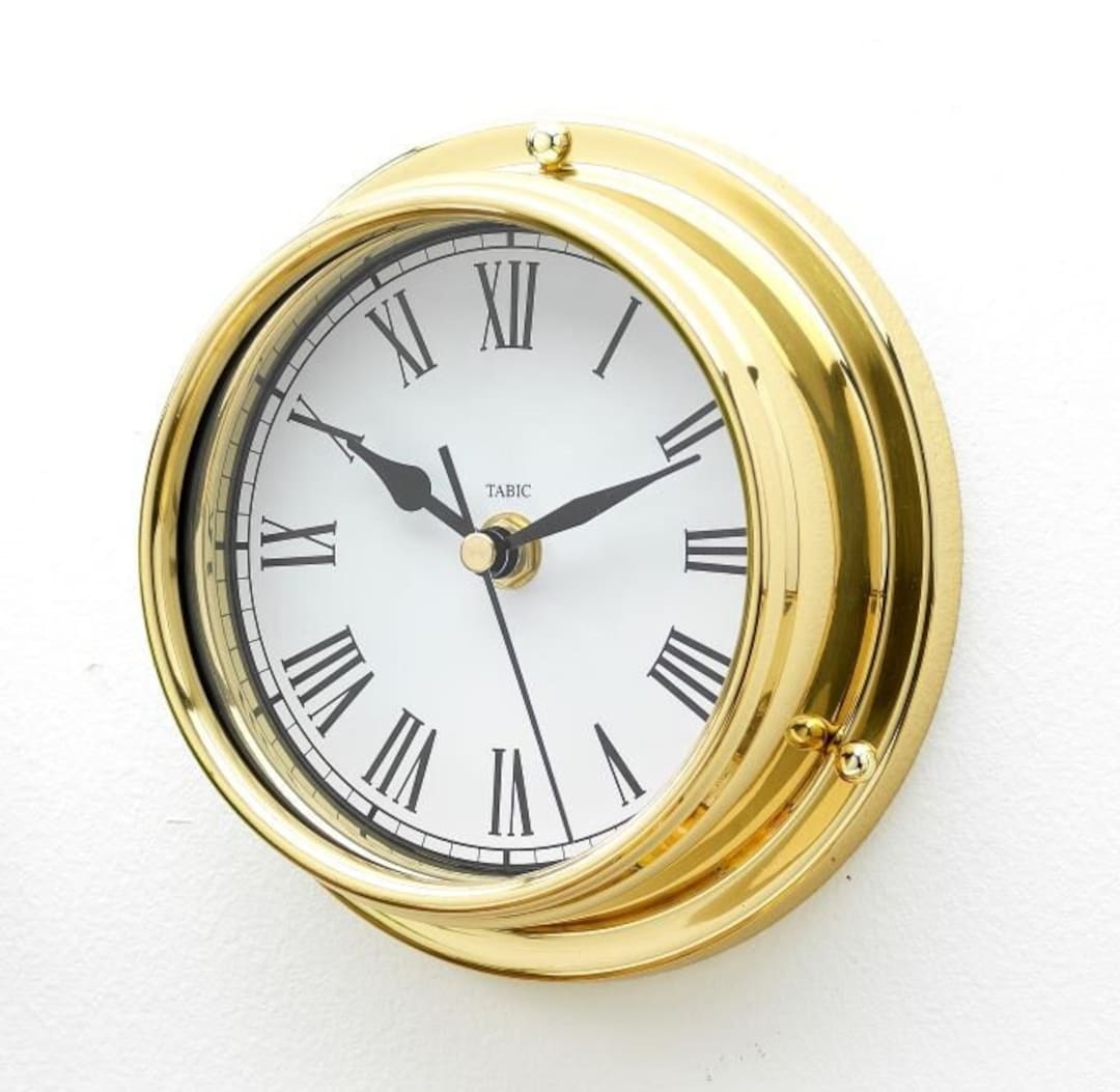 Tabic Classic Brass Roman Clock, Heavy Lacquered Brass (1/2kg ...
