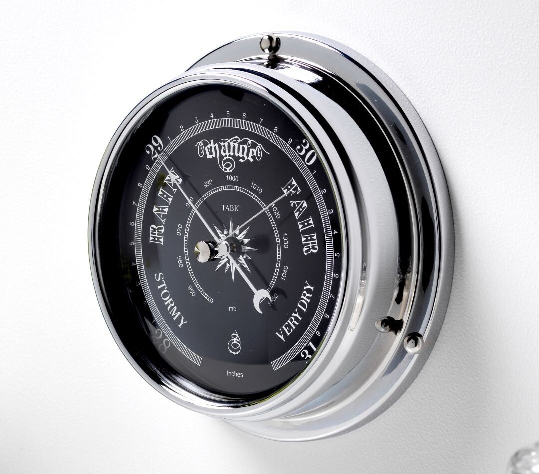Tabic Prestige Traditional Barometer in Chrome With a Jet Black Dial ...