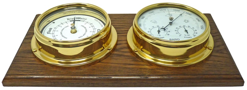 Tabic Brass Tide Clock & Barometer With Built in Hygrometer and ...
