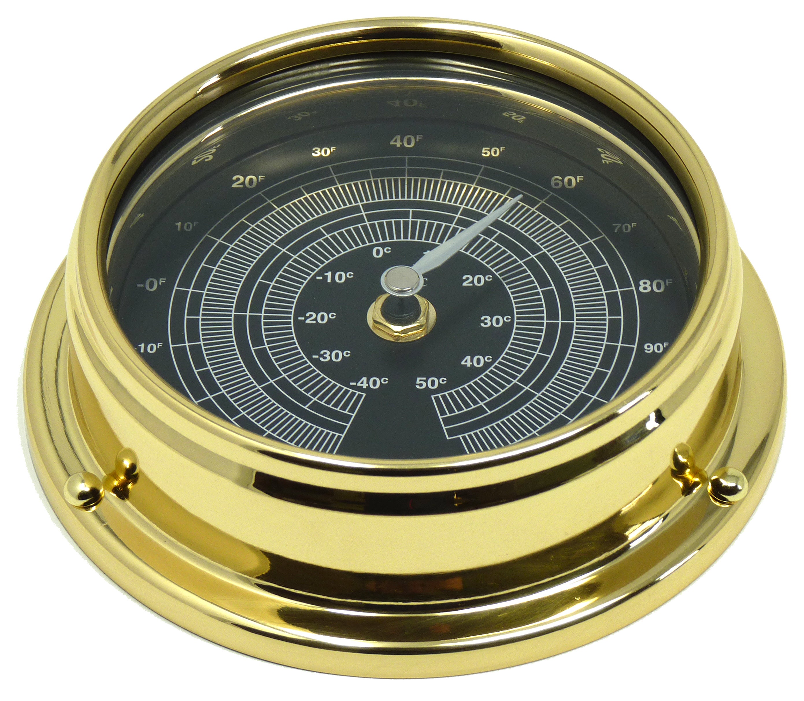 Tabic Prestige Solid Brass Thermometer With Jet Black Dial, Heavy Brass ...