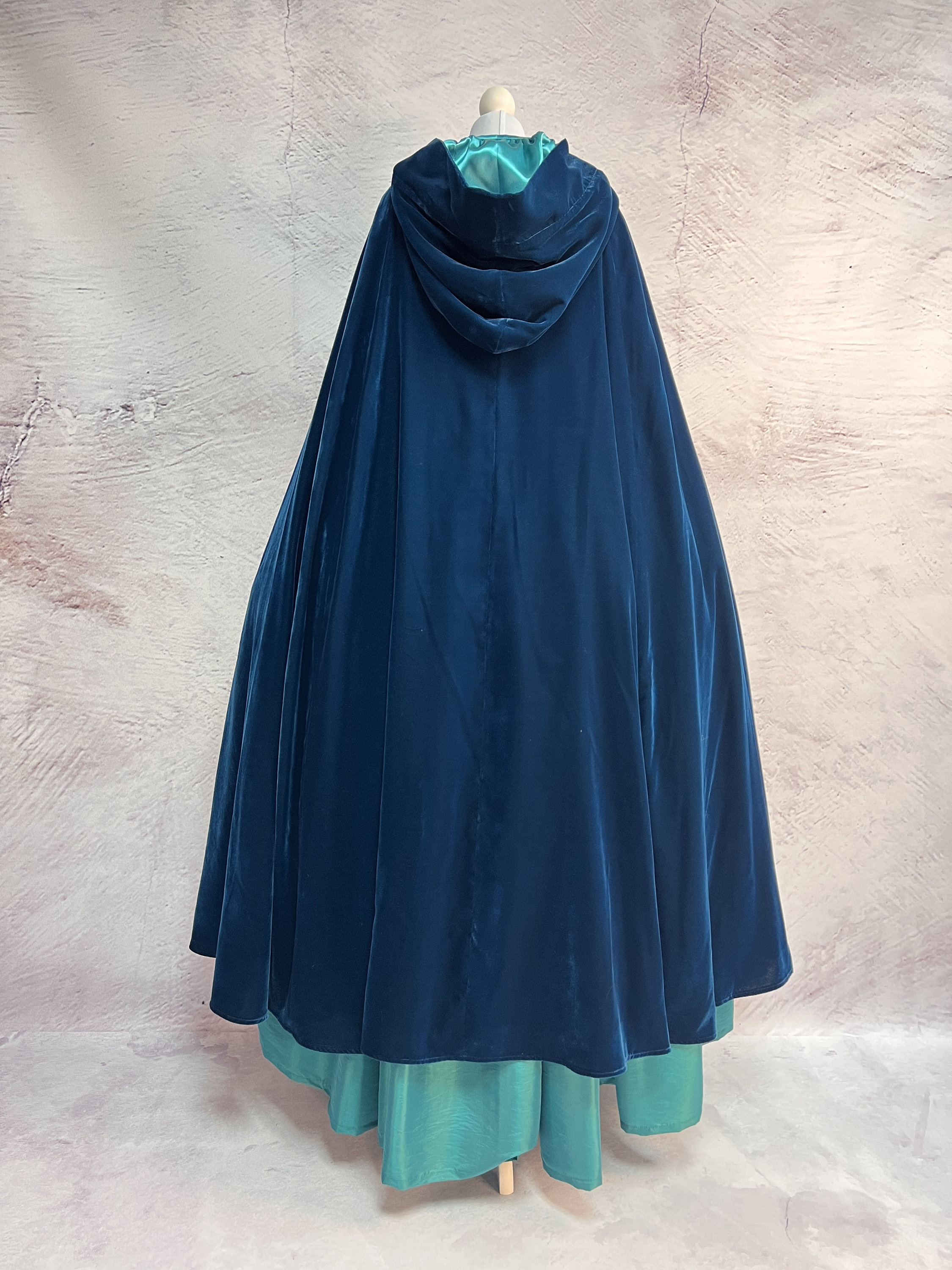Aquamarine Velvet Cape Turquoise Hooded Cloak - Etsy