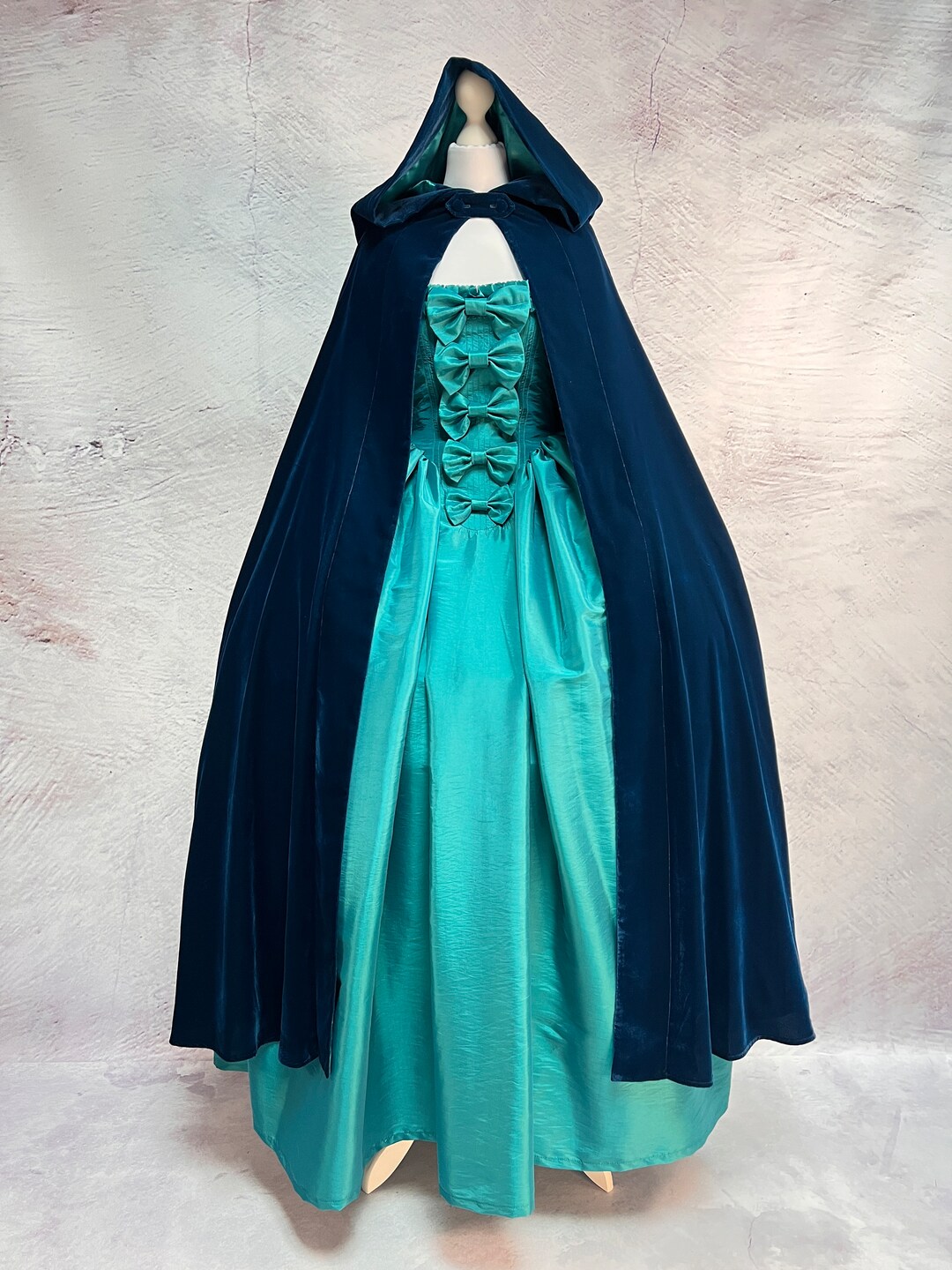 Aquamarine Velvet Cape Turquoise Hooded Cloak - Etsy
