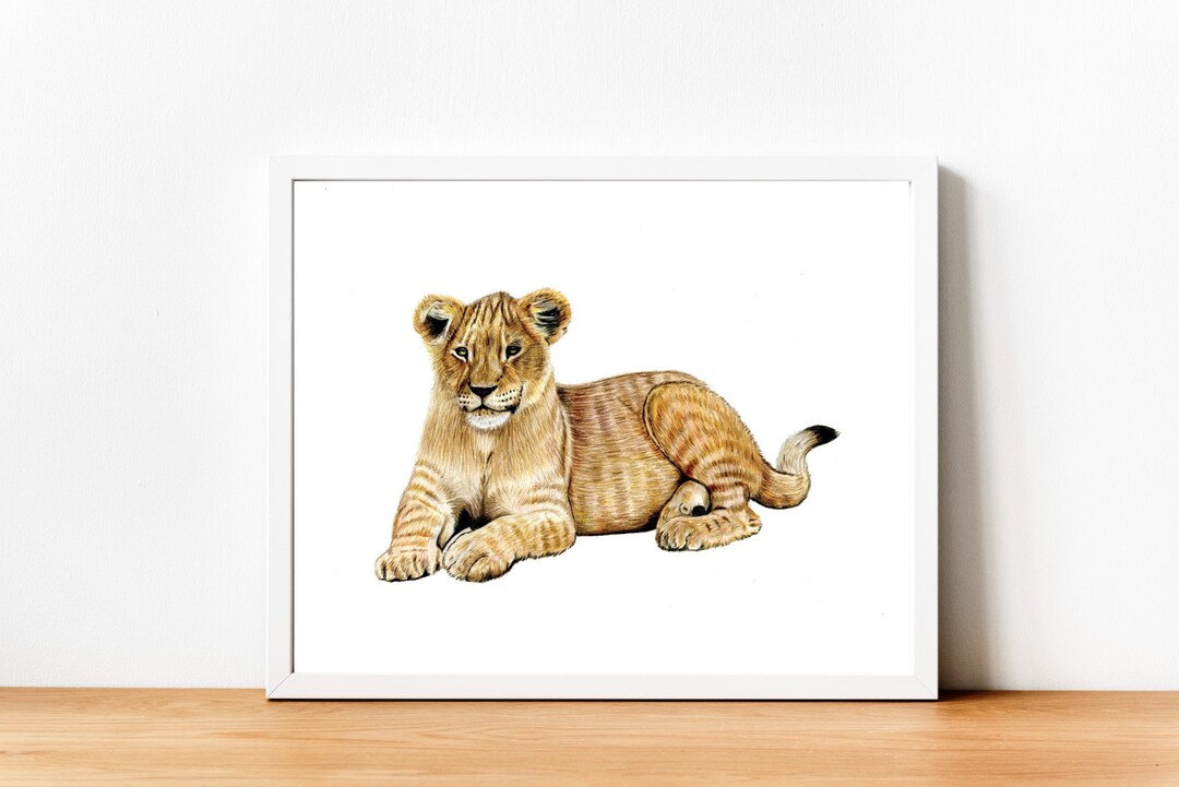 Lion Drawing, Colored Pencil Lion Artwork, Giclée Print, 8"x10" PRINT ...