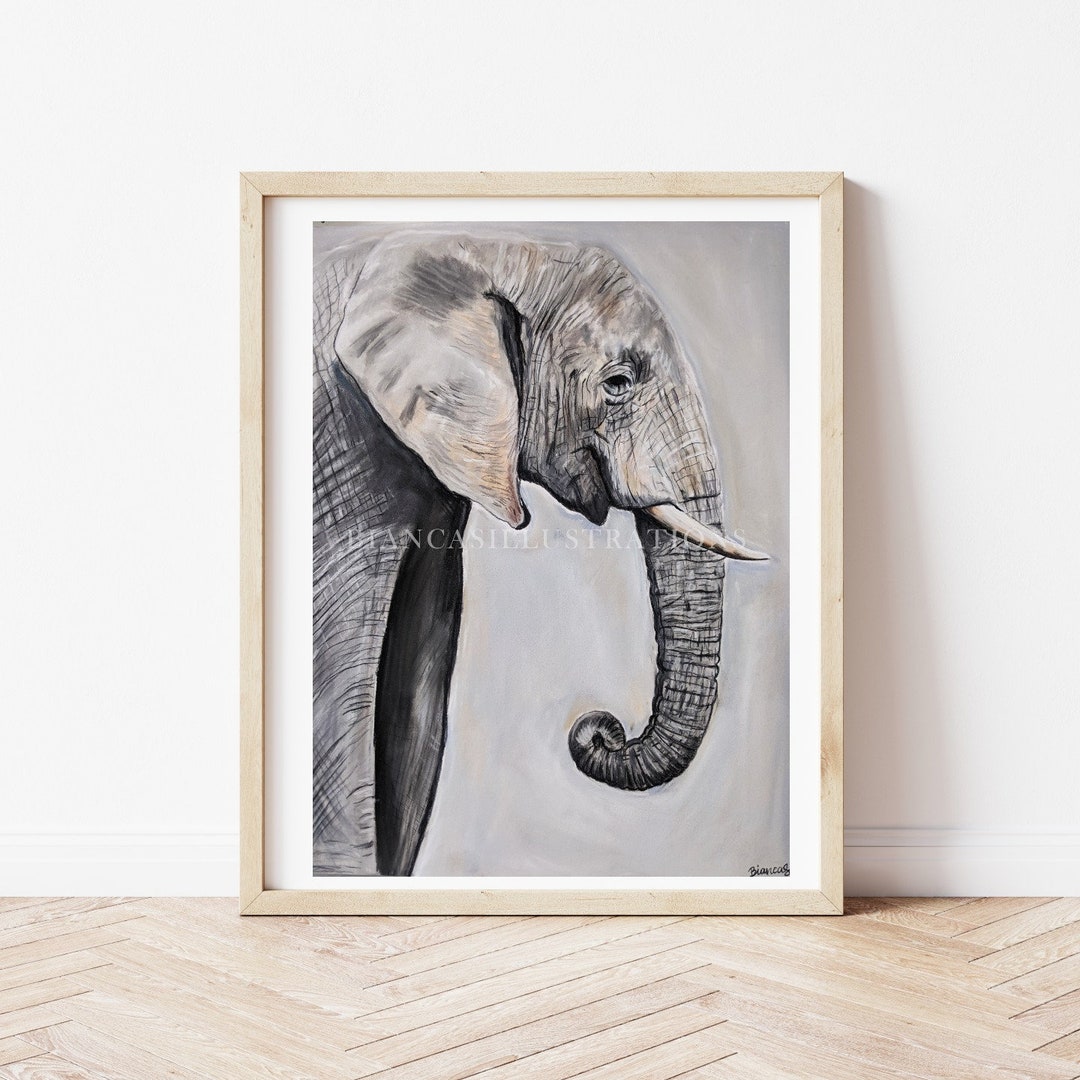 Elephant Drawing | Realistic Elephant Artwork | Soft Pastel and Pastel ...