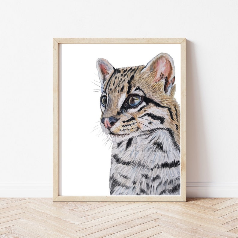 Ocelot Drawing | ORIGINAL Artwork | Hand Drawn | 8"x10" Pastel Artwork ...
