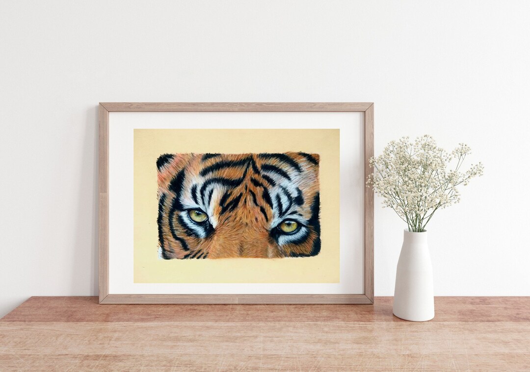 Original Pastel Tiger Study, Hand Drawn 7"x9.5" Tiger Eyes - Etsy