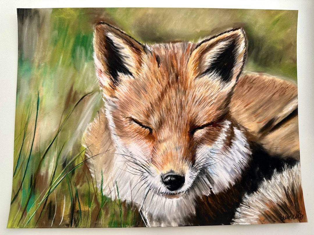 Fox Drawing | Soft Pastel & Pastel Pencil Artwork | Hand Drawn | 9"x12 ...