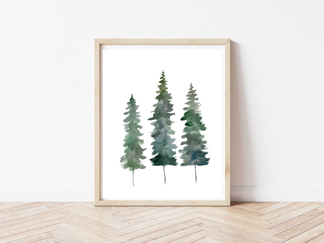 Watercolor Pine Trees PRINT, 8"x10" Wall Decor, Fir Pine Tree ...