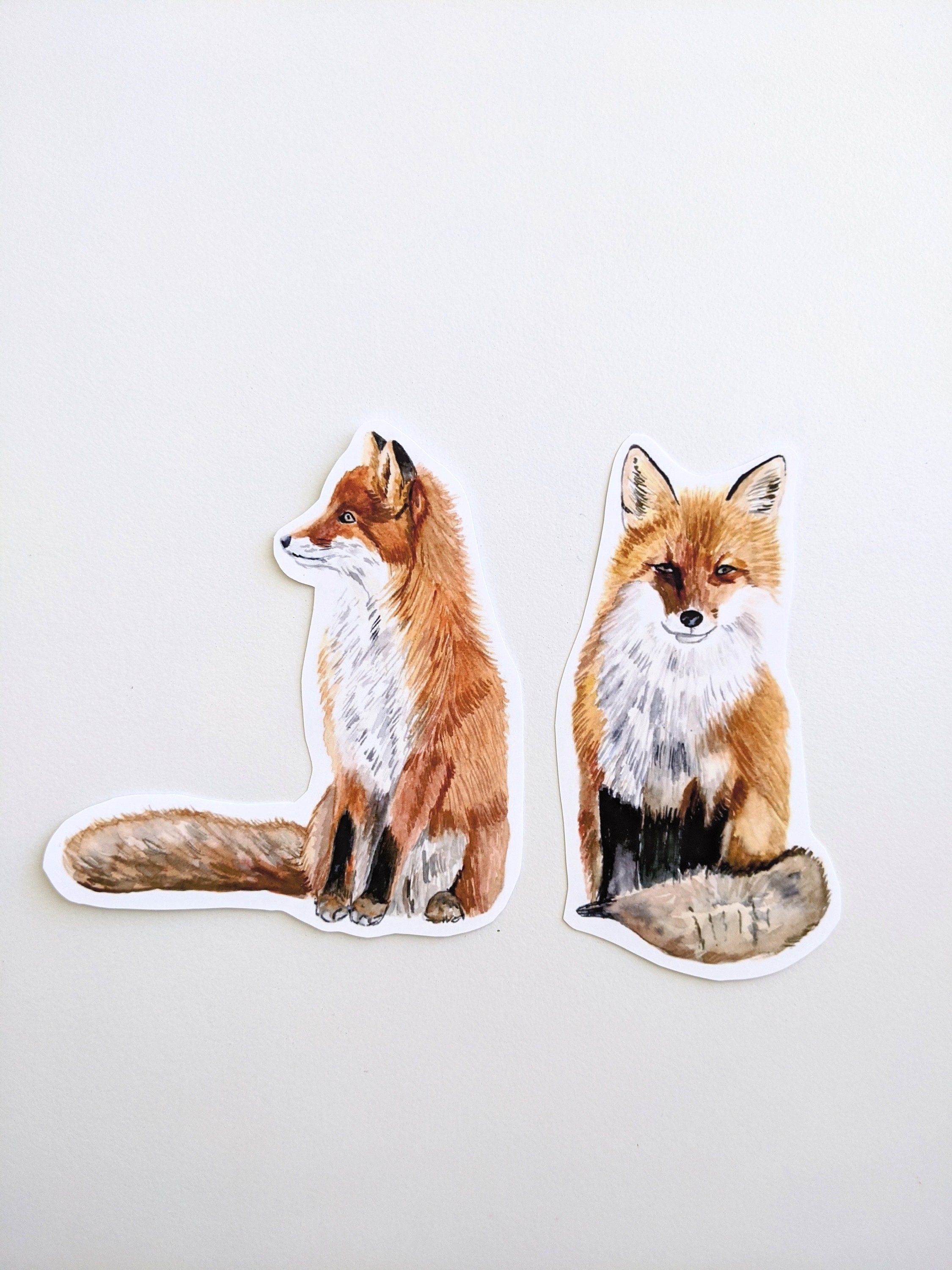 2 Fox Stickers Watercolor Fox Vinyl Stickers for Laptops and - Etsy