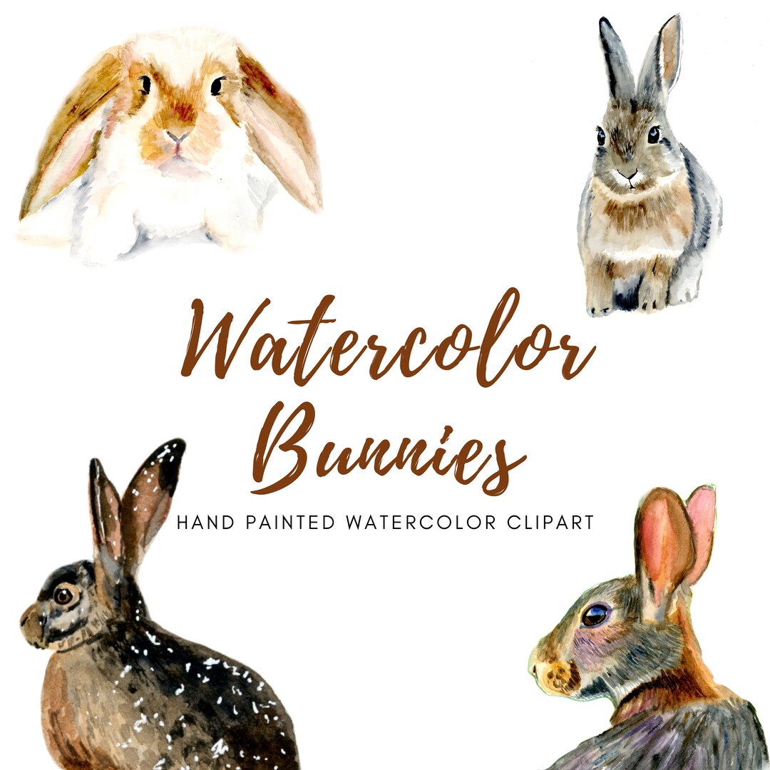 Watercolor Bunny Clipart, Watercolor Rabbit Clipart, Commercial Use ...