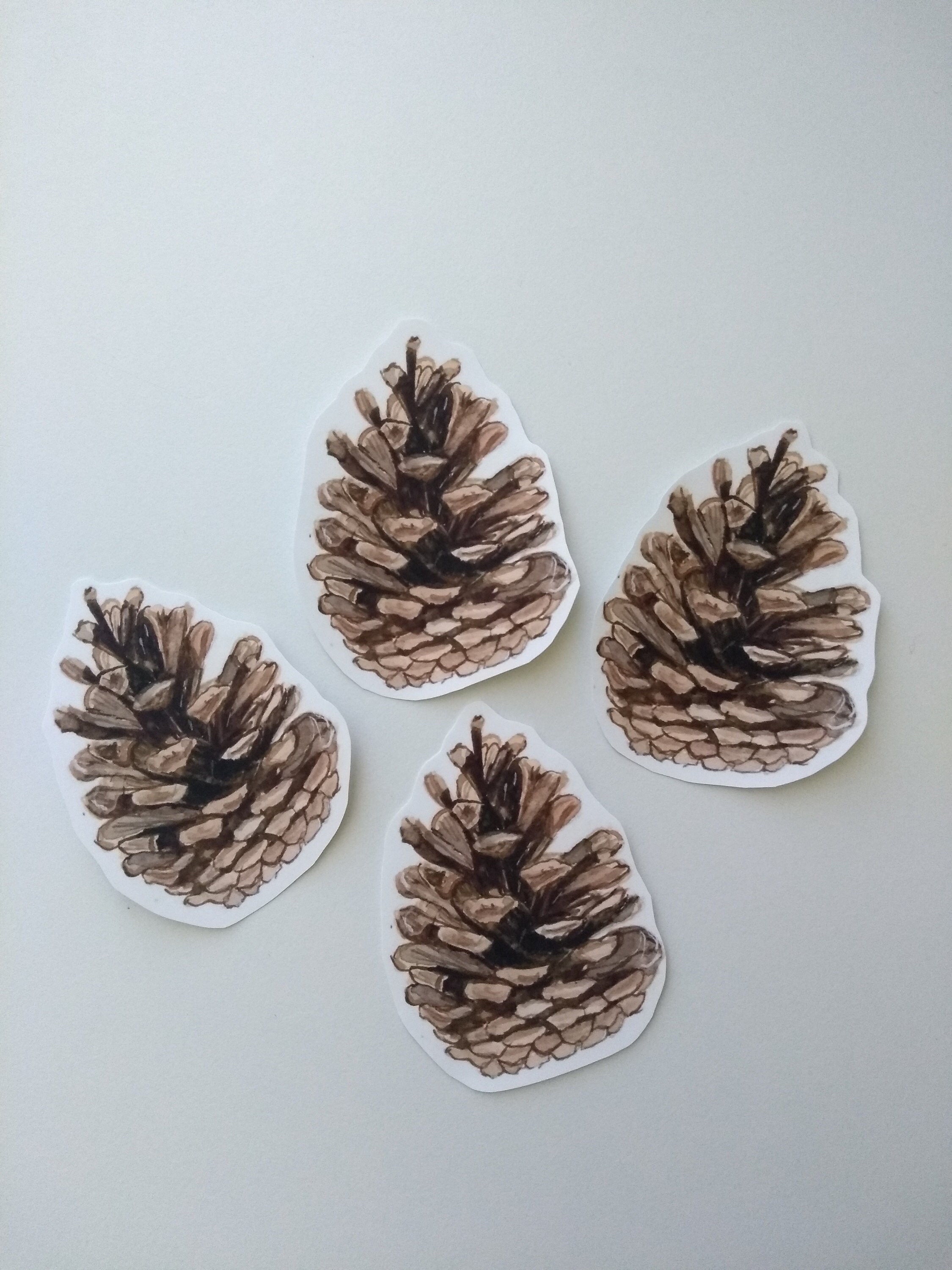 Pine Cone Vinyl Sticker, Watercolor Sticker, for Water Bottles and ...