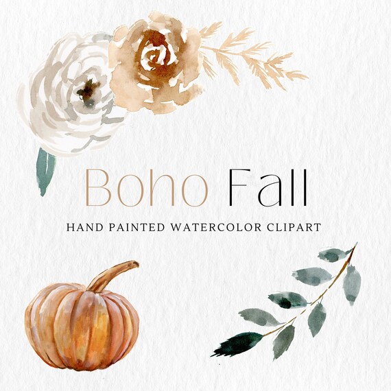 Boho Fall Clipart Autumn Clipart Digital Download - Etsy