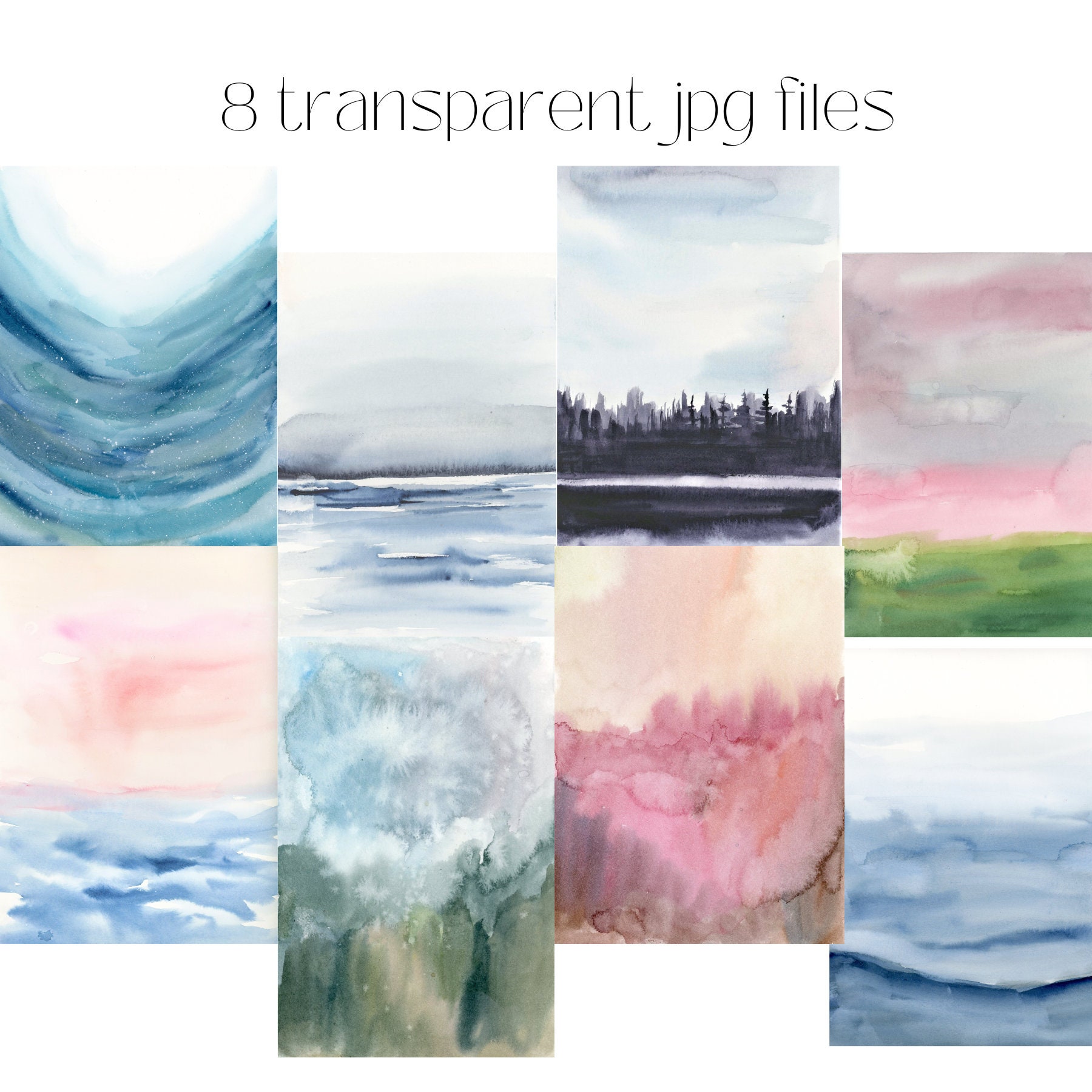 Watercolor Abstract Landscapes Clipart Digital Download - Etsy
