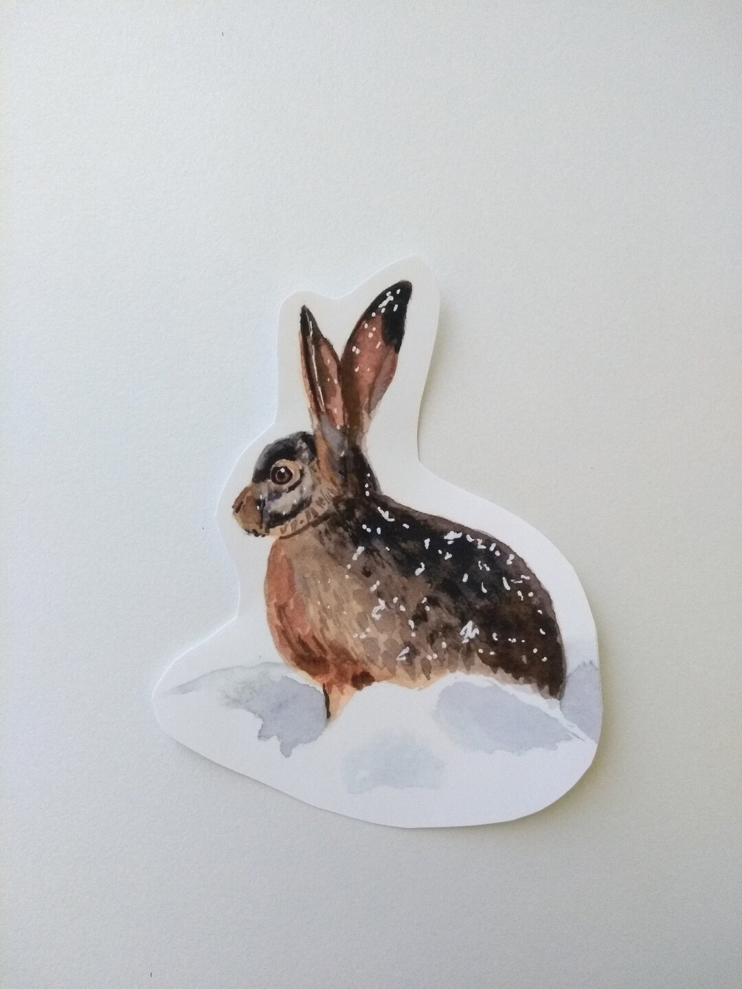 Winter Rabbit Vinyl Sticker, Watercolor Rabbit in the Snow Sticker ...