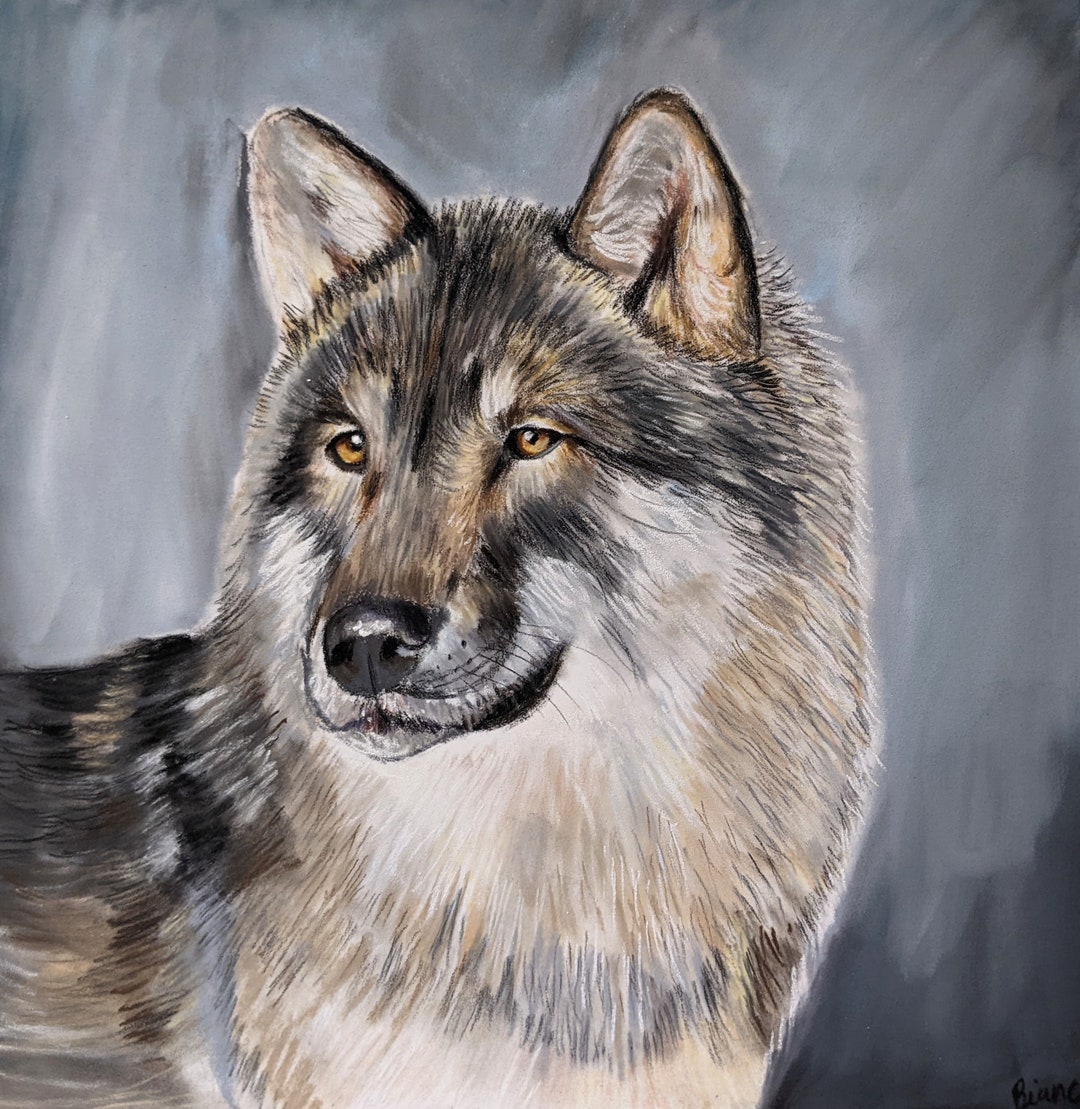 Wolf Artwork | Hand Drawn Pastel Wolf Art | ORIGINAL Art | 11"x11" - Etsy