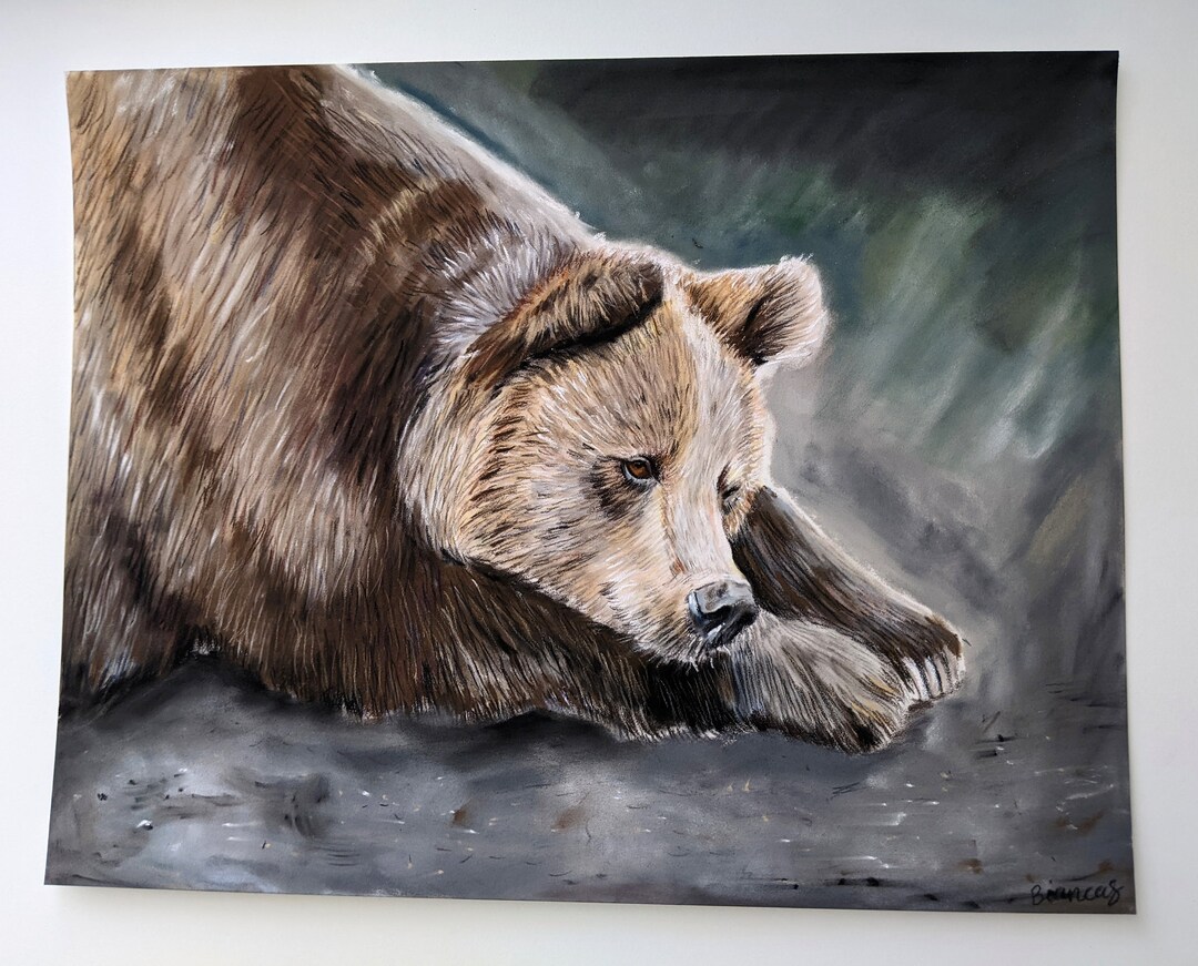 Grizzly Bear ORIGINAL Artwork | Hand Drawn | 'stillness' | Soft Pastel ...