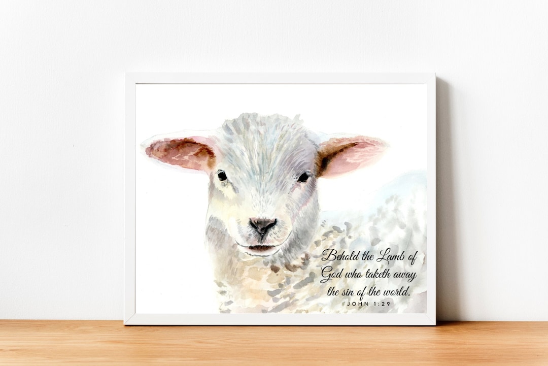 Easter Printable, Watercolor Lamb Print, Easter Bible Verse, Easter ...