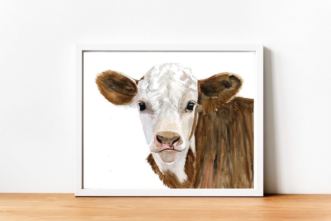 Brown Calf Printable | Baby Cow DIGITAL DOWNLOAD | Watercolor Digital ...