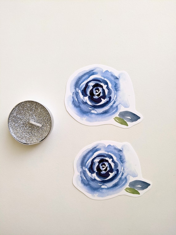 Blue Rose Sticker Aquarell Vinyl Floral Sticker Für | Etsy