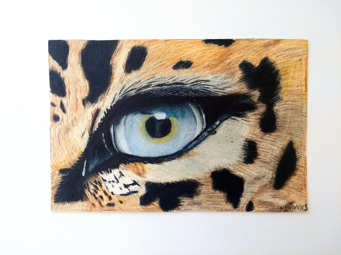 Colored Pencil Leopard Eye Study Original Colored Pencil - Etsy