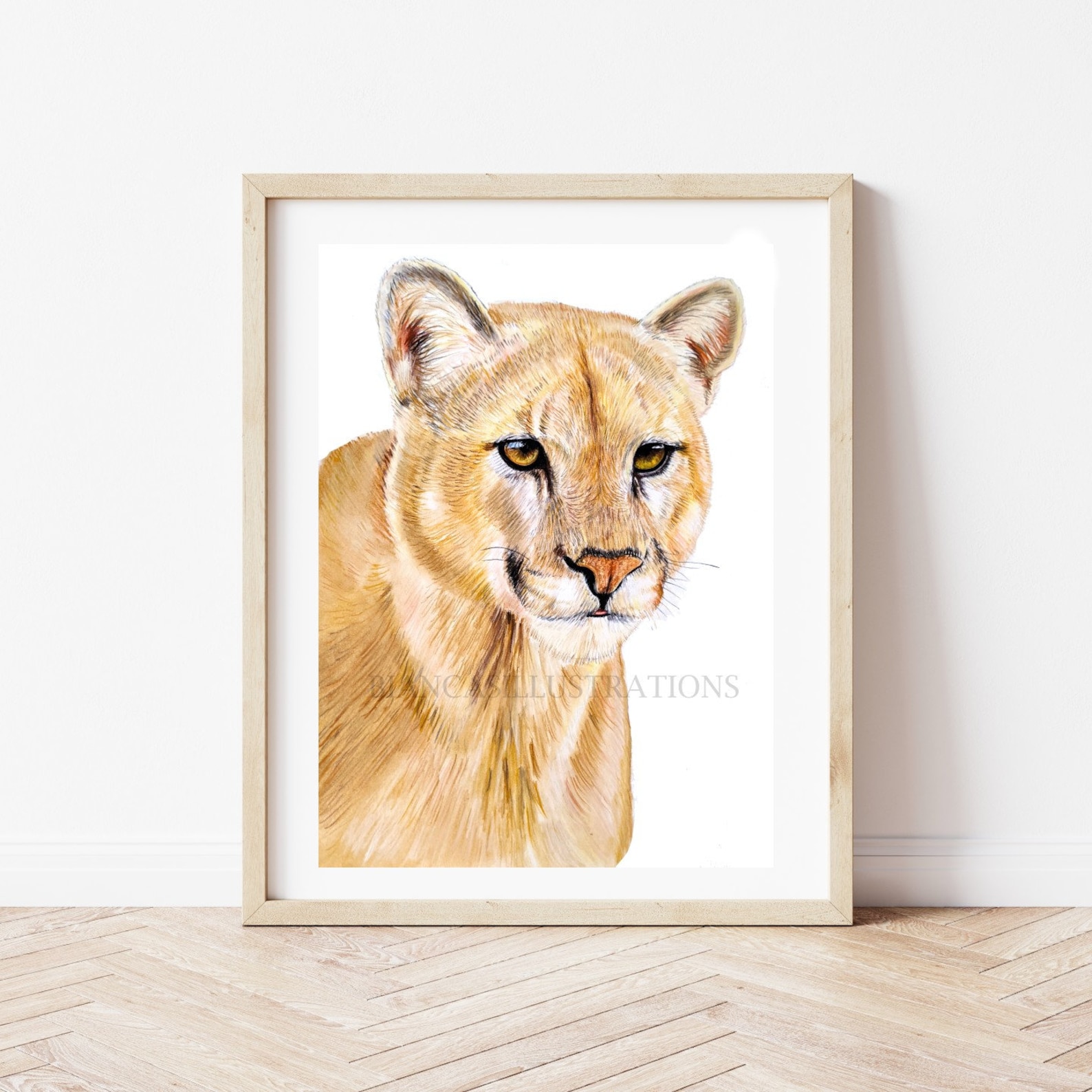 Cougar Drawing Puma Artwork Mountain Lion Art Hand Drawn - Etsy