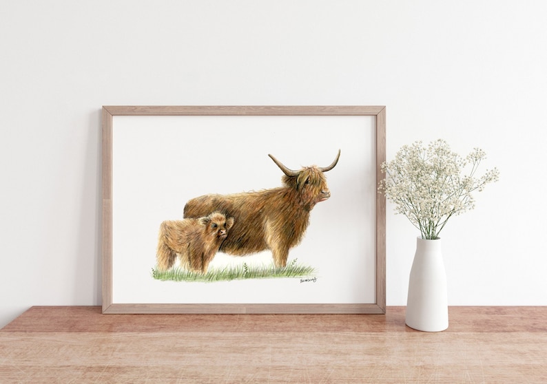 Cows Drawing Colored Pencil Artwork 8x10 - Etsy