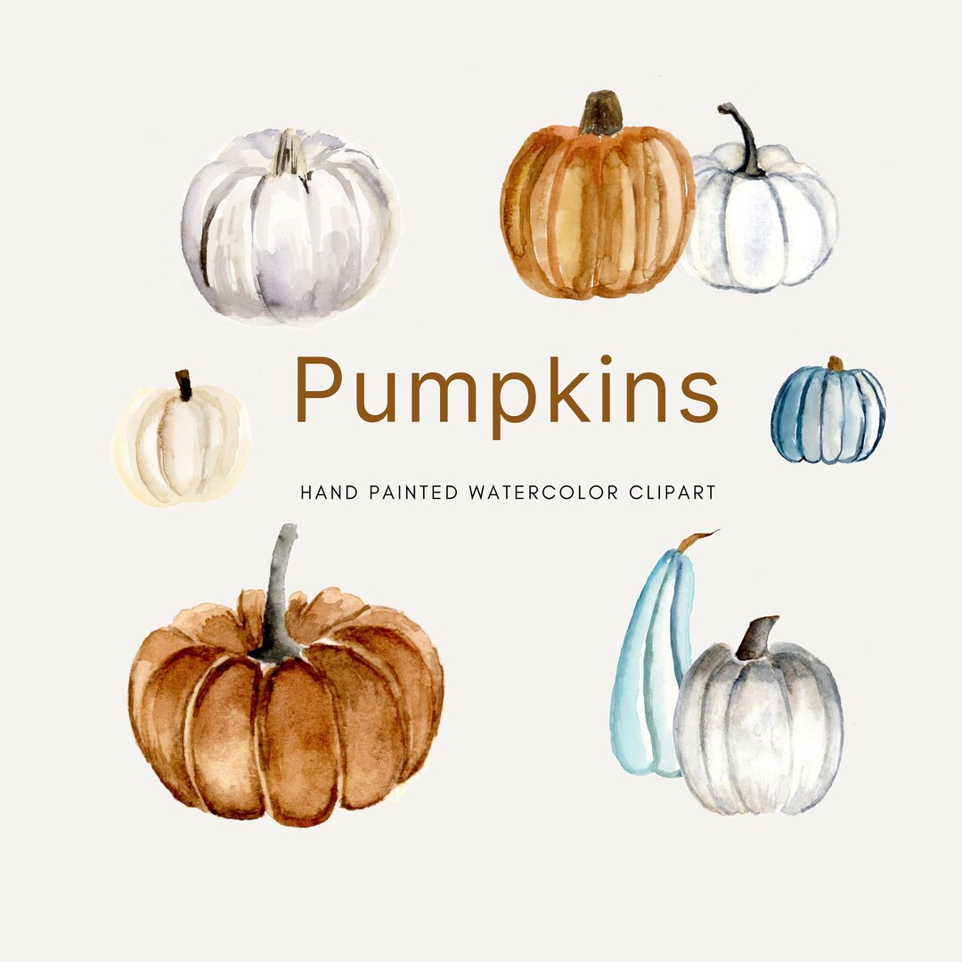 Watercolor Pumpkins Clip Art, Digital Download, Fall Illustrations ...