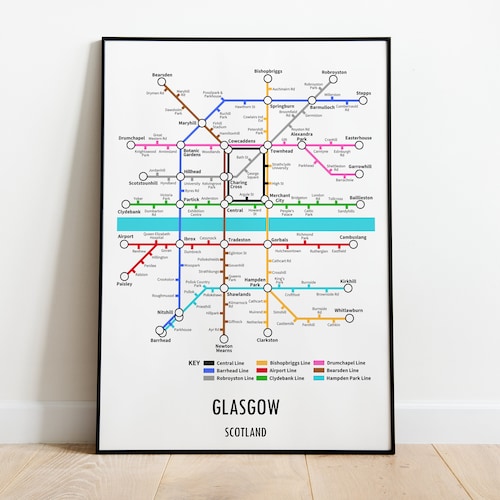 Map of Glasgow Art Print - Etsy