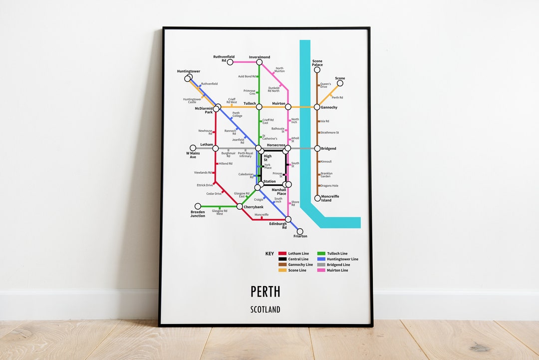 Perth Perthshire Scotland Underground Style Transport Street Map Print ...