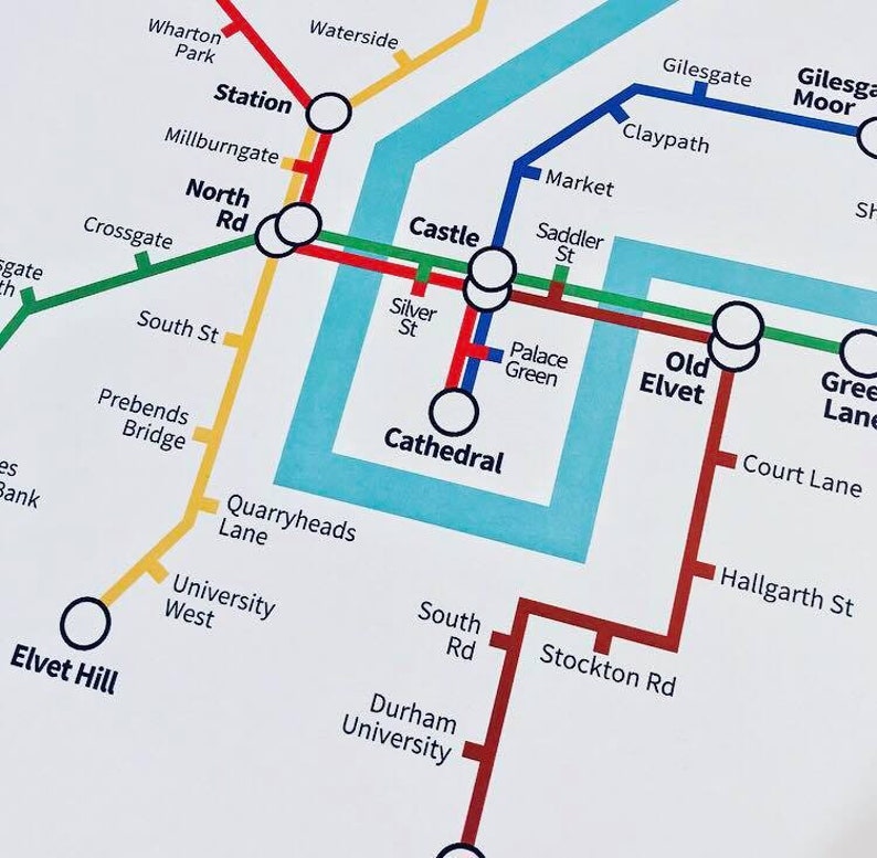 Durham Underground Style Transport Street Map Print Poster A3 | Etsy UK