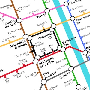 Belfast Northern Ireland Underground Style Transport Street Map Print ...