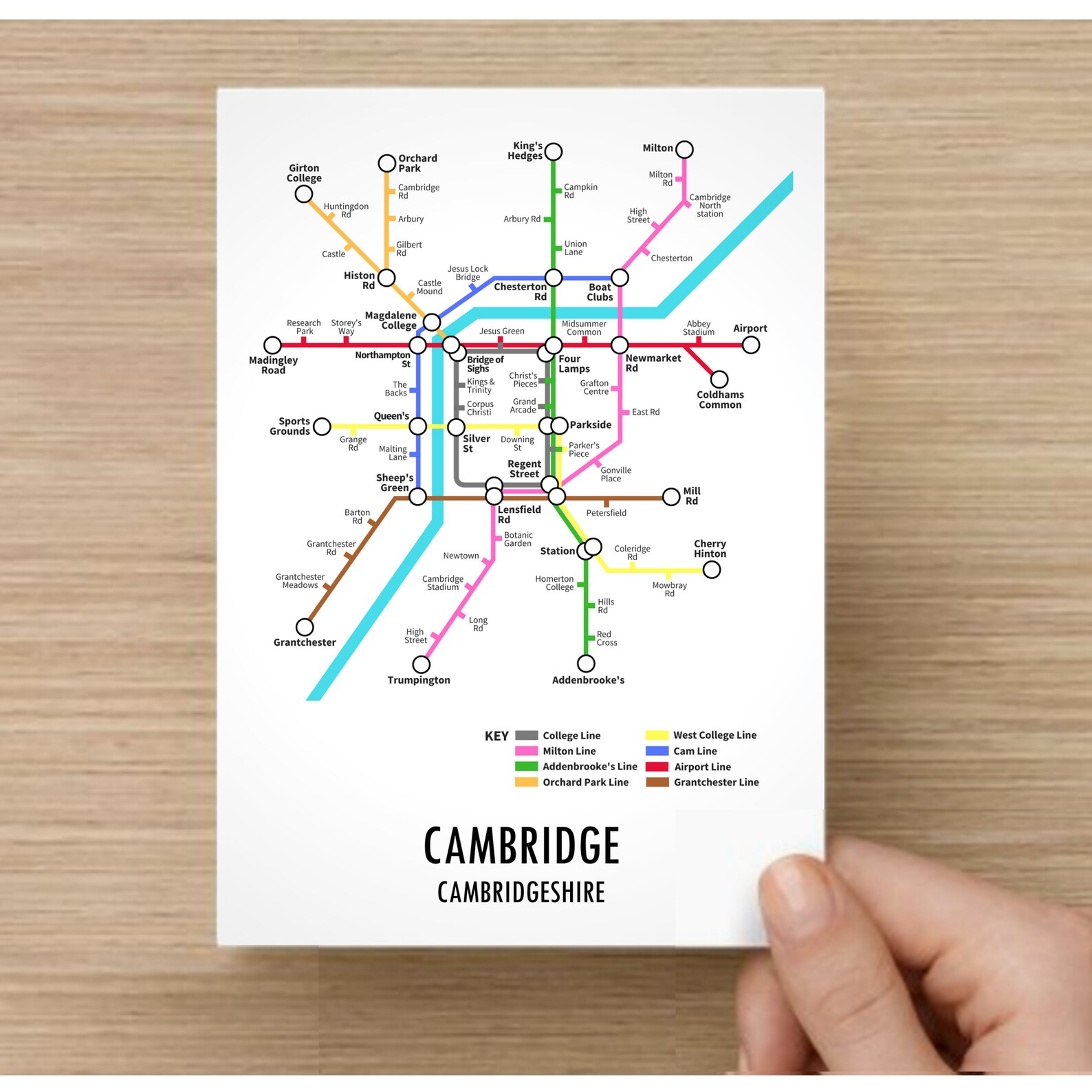 Cambridge Underground Style Transport Street Map Print Poster - Etsy UK
