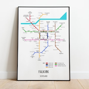 Falkirk Scotland Metro Map Print, Modern Wall Art - Etsy UK