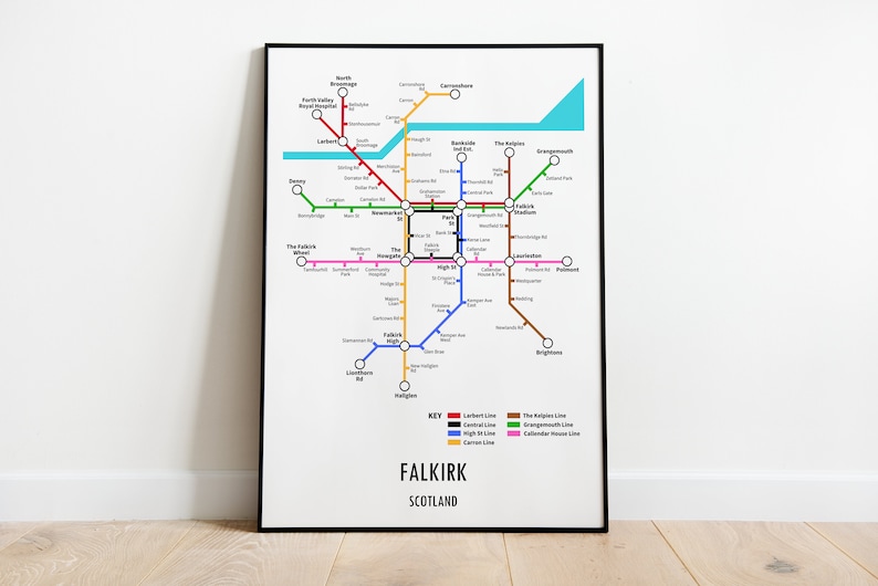Falkirk Scotland Underground Style Transport Street Map Print - Etsy UK