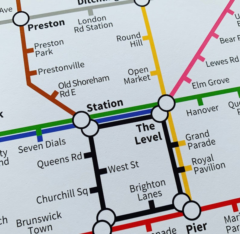 Brighton & Hove Sussex Underground Style Transport Street Map | Etsy UK