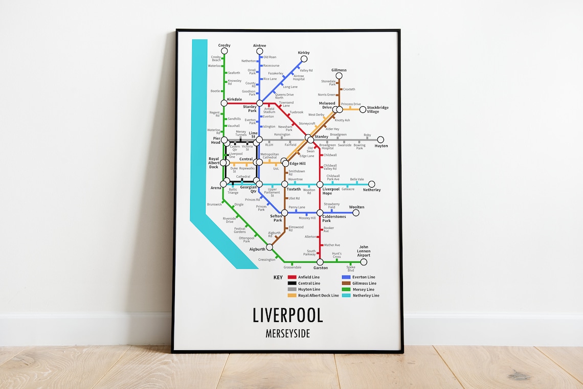 Liverpool Merseyside Underground Style Transport Street Map - Etsy UK
